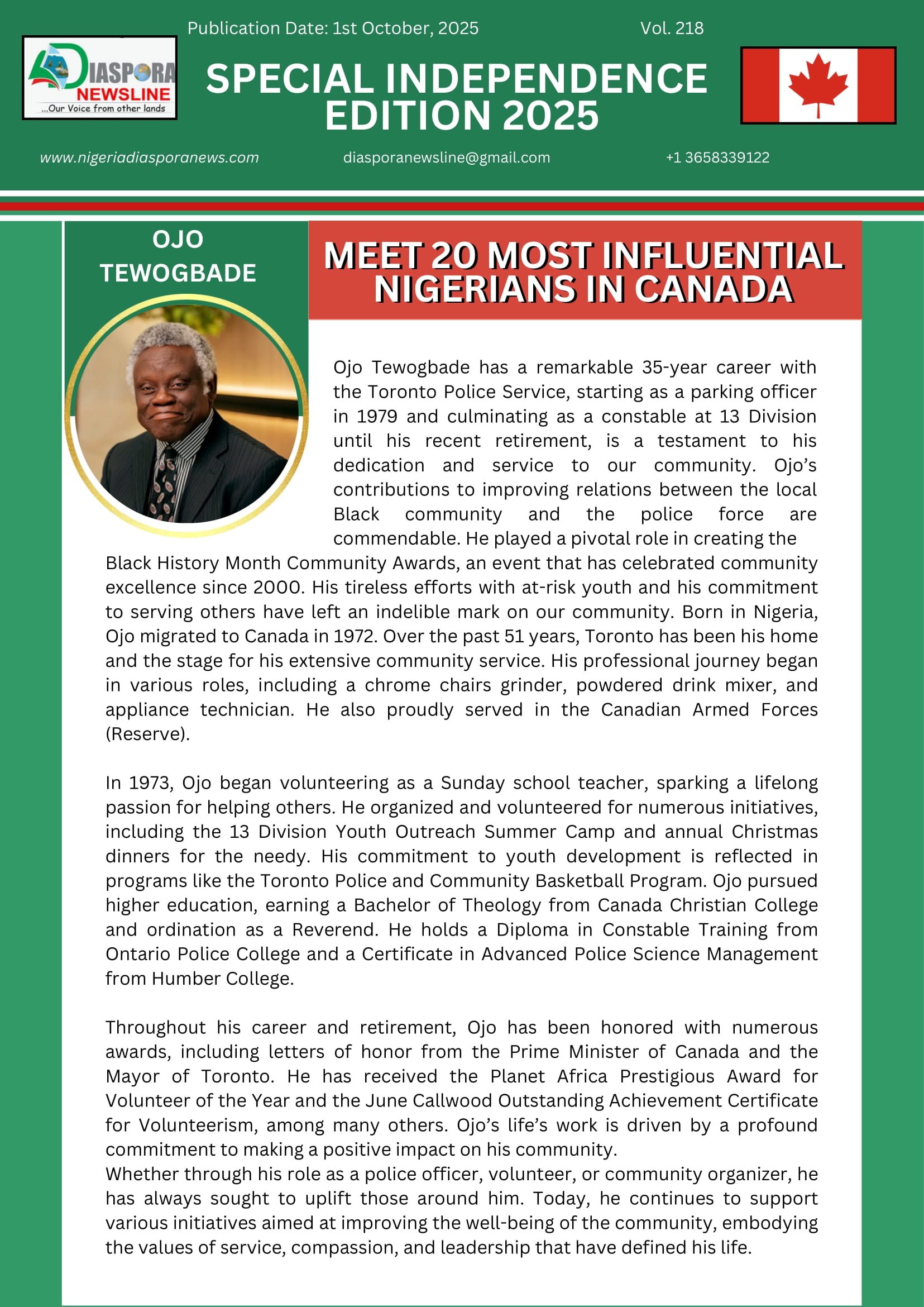 Meet 20 Most Influential Nigerians in Canada 2025 - Diaspora Newsline