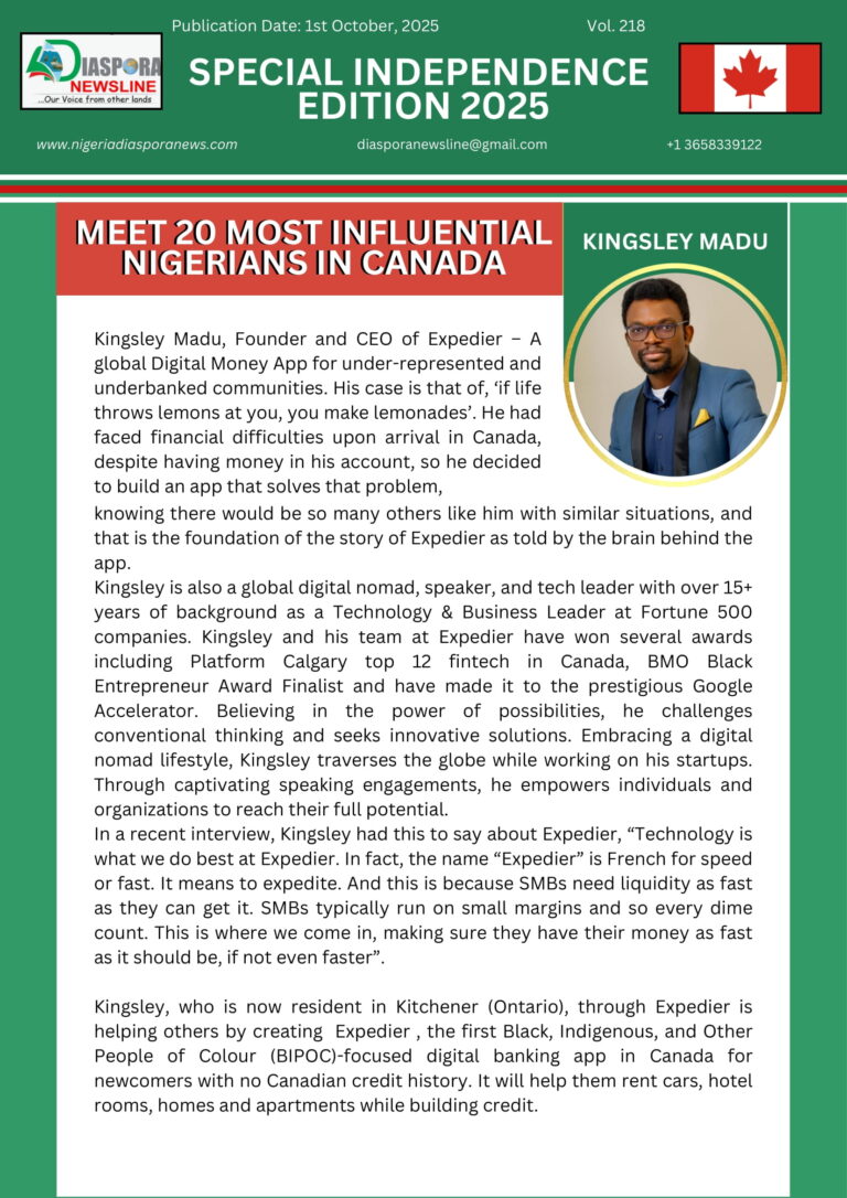 Meet 20 Most Influential Nigerians in Canada 2025 - Diaspora Newsline