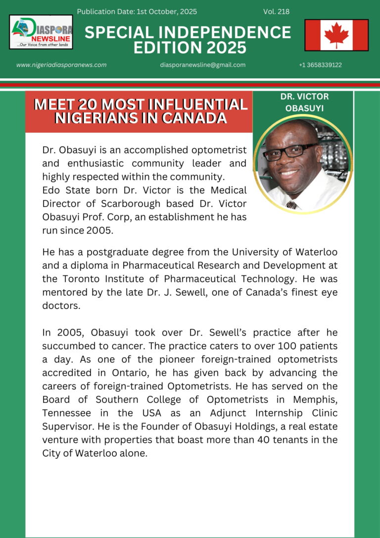 Meet 20 Most Influential Nigerians in Canada 2025 - Diaspora Newsline