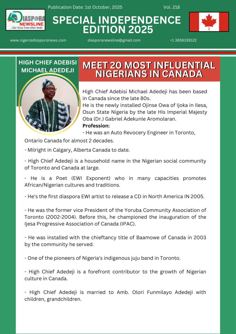 Meet 20 Most Influential Nigerians in Canada 2025 - Diaspora Newsline