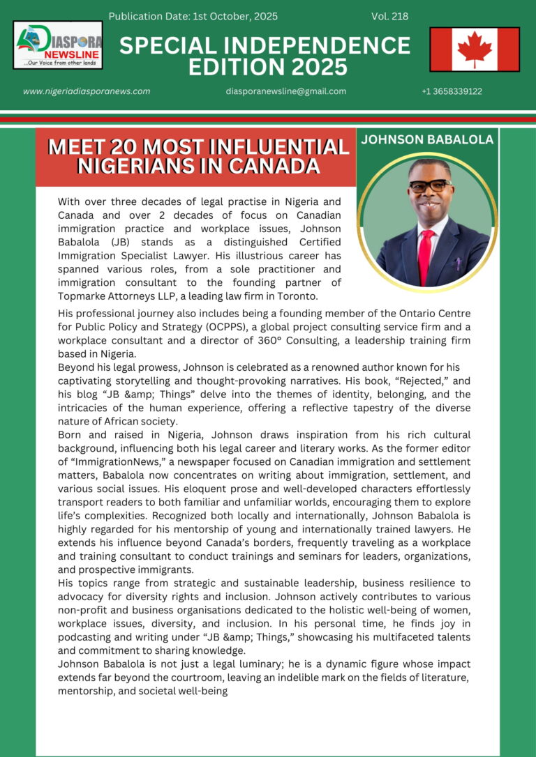 Meet 20 Most Influential Nigerians in Canada 2025 - Diaspora Newsline